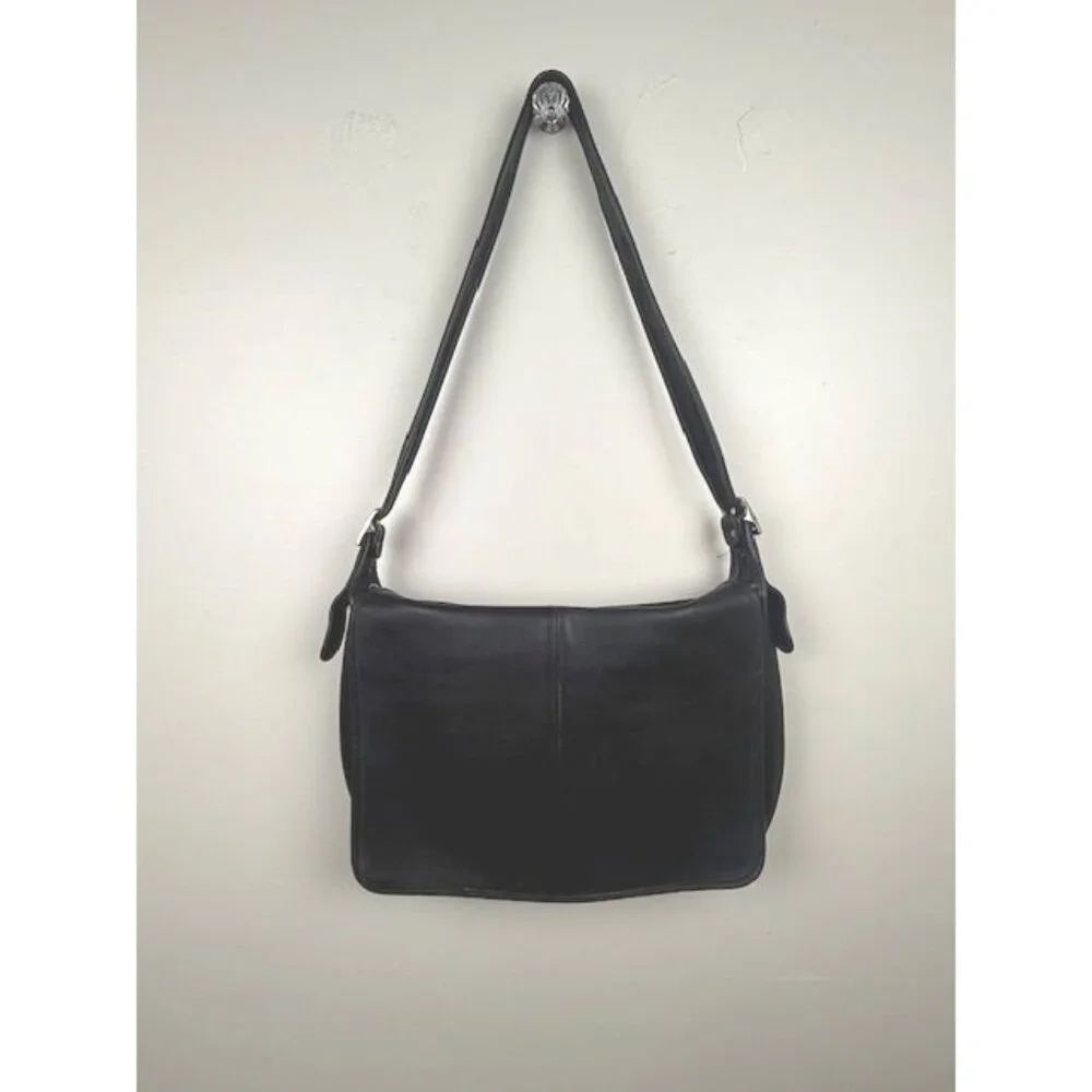 Coach | Bags | Vintage Coach Black Leather Legacy Full Flap Messenger ...